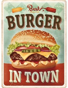 Postershop Plechová cedule: Best Burger in Town - 30x40 cm