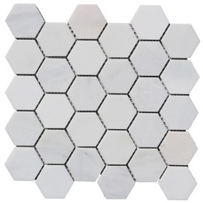 ALFIstyle Kamenná mozaika z mramoru, Hexagon milky white