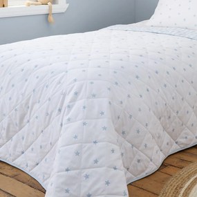Bílý/modrý bavlněný prošívaný dětský přehoz 135x190 cm Mini Star &amp; Stripes – Bianca