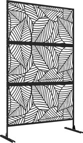 Dekorativní panel pro venkovní použití Outsunny s větrem rozkládající se listovou vzorem - 122 x 45 x 198 cm, černý