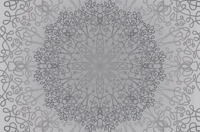 Samolepící tapeta šedý kruhový ornament - 225x150 cm