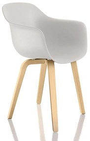 MAGIS - Židle SUBSTANCE s područkami a dřevěnou podnoží - bílá / jasan