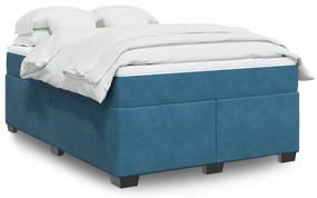 Box spring postel s matrací tmavě modrá 140x200 cm samet 3285291