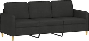 3místná pohovka s polštáři černá 180 cm textil 3200921