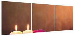 Relaxační obraz svíček s orchidejí (120x40 cm)