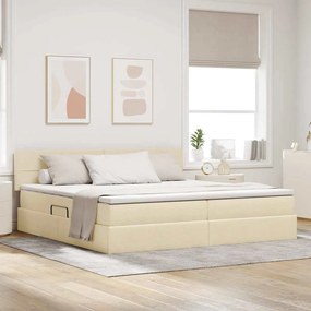 Postel s úložným prostorem a matrací Krémová 200 x 200 cm Samet 3370534