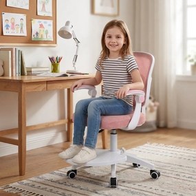Dětská otočná židle Neoseat JUNI 008 s podnoží — látka, růžová