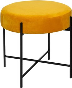 Sametový taburet ARTY, O 47 cm, žlutý