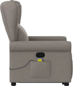 Zvedací masážní polohovací křeslo taupe textil 3303391