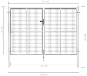 vidaXL Marketos Zahradní branka pozinkovaná ocel 300 x 175 cm stříbrná
