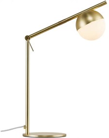 Stylová stolní lampička Contina s kulatým mosazným stínidlem
