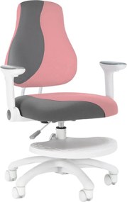 Dětská rostoucí židle Neoseat KINDER WHITE PLUS — látka, šedá / světle růžová