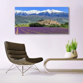 akrylový obraz Louka Květiny Hory Krajina 120x60 cm