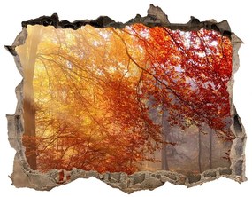 Wallmuralia Díra 3D ve zdi nálepka Podzimní les 95x64 cm