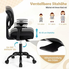 Costway Ergonomická dětská psací židle s nastavitelnou výškou a – černý