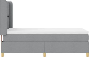 Postel s boxspringem s čelo Světle šedá 90 x 200 cm textil 3341875