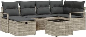 Set pohovek 7 ks 6-Počet míst Světle šedá polyratan 3359191