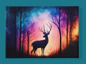 Obraz na plátně - Jelen v lese, silueta FeelHappy.cz Velikost obrazu: 210 x 140 cm
