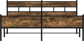 Kovový rám postele bez matrace kouřový dub 200 x 200 cm 3308494