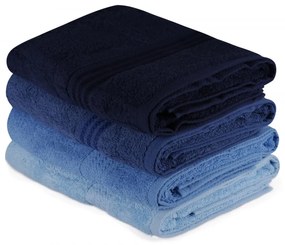 Sada 4 ks ručníků Rainbow 70x140 cm modrá