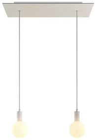 creative cables Závěsná lampa se 2 světly, s obdélníkovým XXL baldachýnem Rose-one, textilním kabelem a kovovými komponenty Barva: Hladký měděný dibond