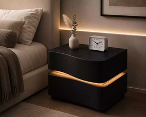 LuxuryForm DESIGN Noční stolek ALVA s LED osvětlením – černý