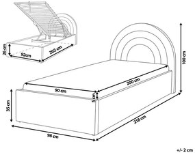 Sametová postel s úložným prostorem 90 x 200 cm světle modrá ANET Beliani