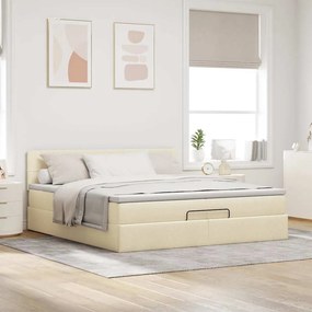 Osmanský rám postele s matrací krémová 200x200cm textil 3312338
