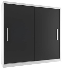 Šatní skříň 200 cm Belini bílý mat / černý mat s posuvnými dveřmi  SI SZP1/2/W/B/0/AL