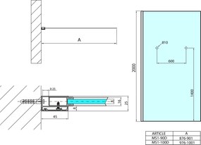 Polysan Polysan, MODULAR SHOWER stěna pro instalaci na zeď, jednodílná, 1000 mm s otvory pro držák ručníků, MS1-100-D