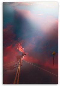 Gario Obraz na plátně Road Street Fire Deer Pink - Bryantama Art Rozměry: 40 x 60 cm