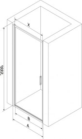 Mexen Exo, výklopné sprchové dveře 85 cm, čiré sklo, zlatá, 817-085-000-50-00