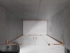 Mexen Velar L Duo, posuvné sprchové dveře do otvoru 160 cm, 8mm čiré sklo, měděná matná, 871-160-003-02-65