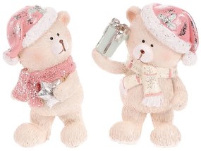Medvídek vánoční polyresinový ALA456 růžová