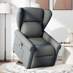 Elektrické zvedací masážní polohovací křeslo tmavě šedé textil 3303405