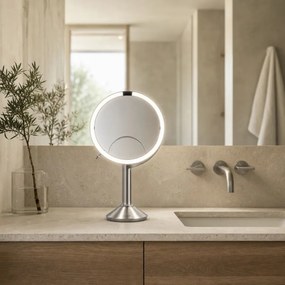 Kosmetické zrcadlo s osvětlením/zvětšovací (zvětšení 5x/zvětšení 10x) ø 20 cm Trio – simplehuman