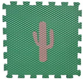 Vylen Pěnové podlahové puzzle Minideckfloor Kaktus Krémový s tmavě zeleným kaktusem 340 x 340 mm