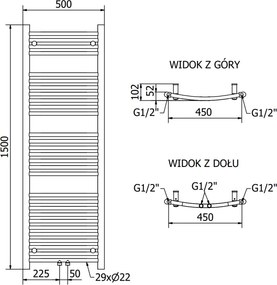 Mexen Ares, topné těleso 1500x500 mm, 497 W, zlatá lesklá, W102-1500-500-00-50