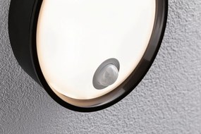 P 94698 LED venkovní nástěnné svítidlo Platomo pohybové čidlo IP44 kruhové 180mm 3000K 14,5W 230V černá umělá hmota - PAULMANN