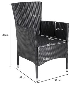 Deuba Ratanové křesla 2 ks -černá