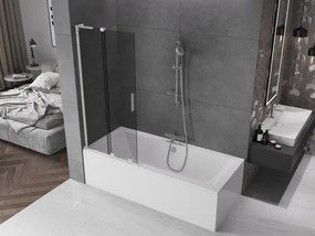 Mexen Velar L, 2-křídlová posuvná vanová zástěna 80 x 150 cm, 8mm šedé sklo, broušená ocel, 896-080-003-41-97