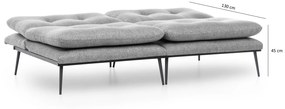 Atelier del Sofa 3-místná pohovka Martin Sofabed - Grey GR110, Šedá