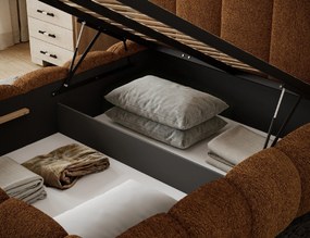 Postel Oloroso 180x200 s kovovým roštem a úložným prostorem, hnědý ženyl