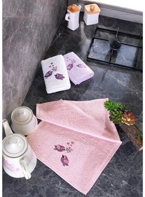 BedTex dárkový set froté ručníků PTÁČCI, růžový s výšivkou, 30x50cm, 3ks