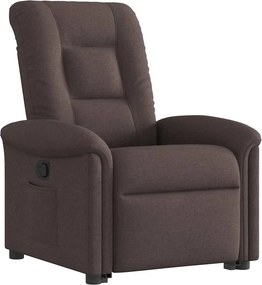 Zvedací polohovací křeslo tmavě hnědé textil 3303259