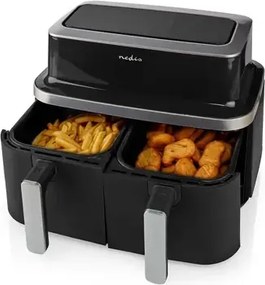 Nedis KAAF320BK černá / Horkovzdušná fritéza / 2x 4.2 l / 2600 W / Čas