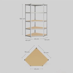 Rohová úložná police, 70x70x180 cm