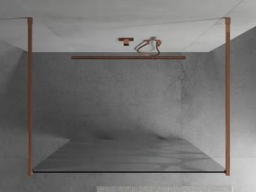 Mexen Kioto, průchozí sprchová zástěna 100 x 200 cm, 8mm sklo čiré/bílý vzor, 2x růžové zlato stabilizační rozpěra, 800-100-002-60-97