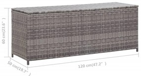 Venkovní úložný box - polyratan - šedý | 120x50x60 cm