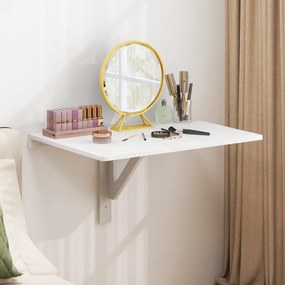 Costway Nástěnný skládací stůl šetřící prostor Skládací – 80 × 60 cm, bílý